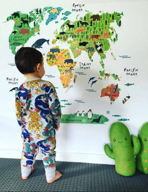 Colourful Animal World Map Wall Stickers – Our Gift Society